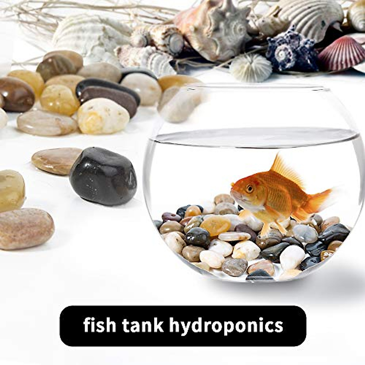 OUPENG Pebbles Polished Gravel, Natural Polished Mixed Color Stones, Small Decorative River Rock Stones 5 Pounds (80-Oz)