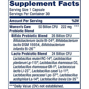 Renew Life Probiotics for Women, 50 Billion CFU Guaranteed, Probiotic Supplement for Digestive, Vaginal & Immune Health, Shelf Stable, Soy, Dairy & Gluten Free, 30 Capsules