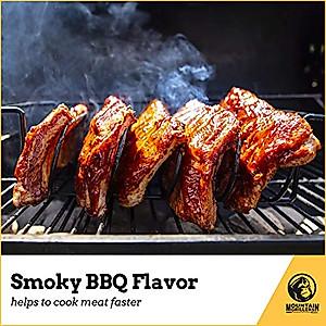 Chicken Drumstick Grill Rack - Large Capacity Smoker Stainless Steel With A Locking Mechanism & Deep Drip Tray Bundle with MOUNTAIN GRILLERS Rib Racks for Smoking Holds 5 Baby Back Ribs - Black