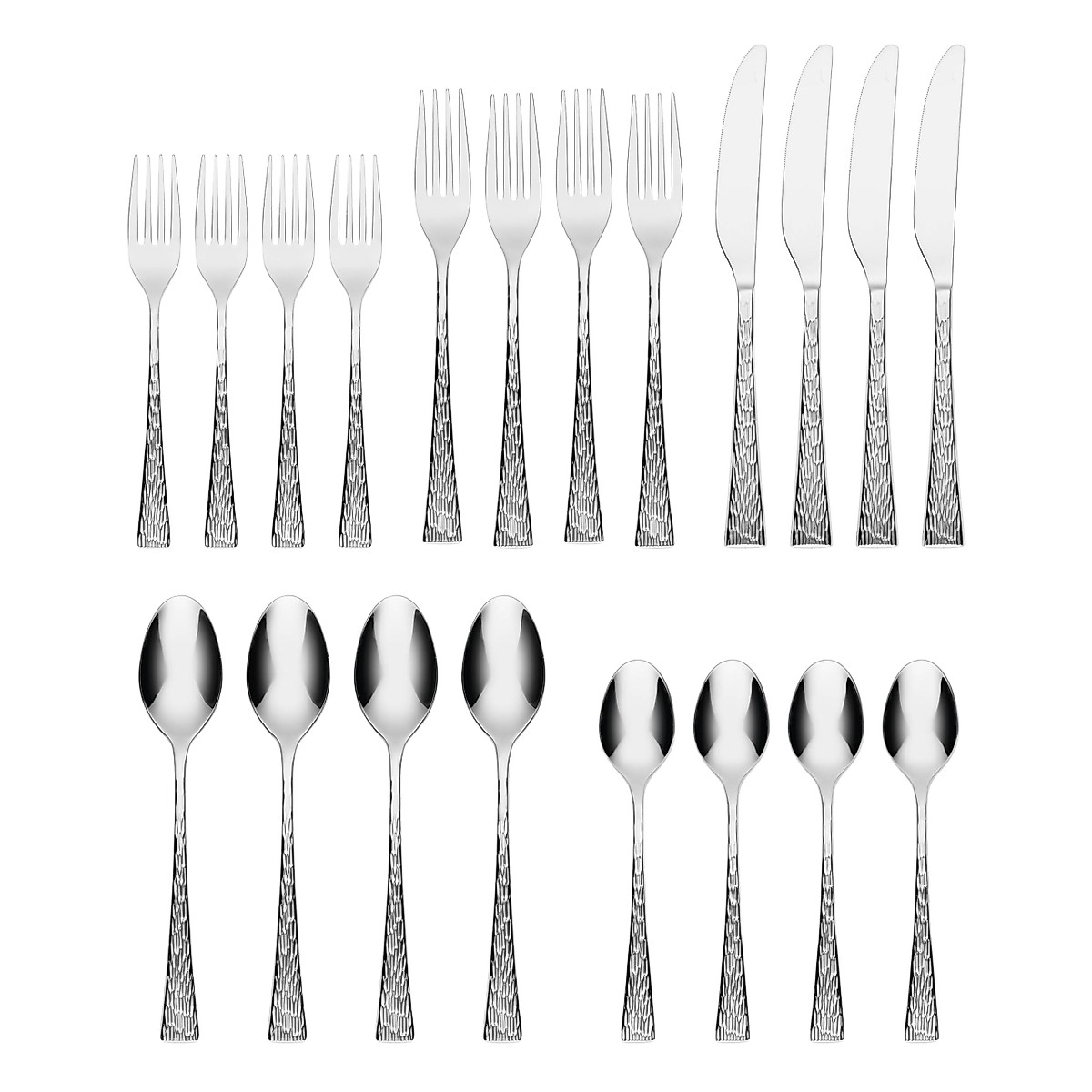 Cambridge Silversmiths Finnley Mirror 20-Piece Flatware Set, Service for 4,Silver