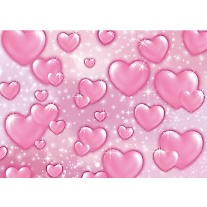 7x5ft Early 2000s Theme Pink Photography Background Pink Hearts Romantic Valentines Day Backdrop