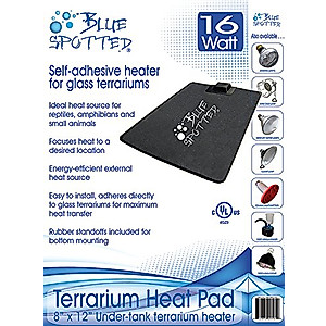 Blue Spotted Under Tank Heater, Terrarium Heat Pad, Size Medium 8 Inches x 12 Inches, for Reptiles, Amphibians and Small Animals and Use with Glass Terrariums