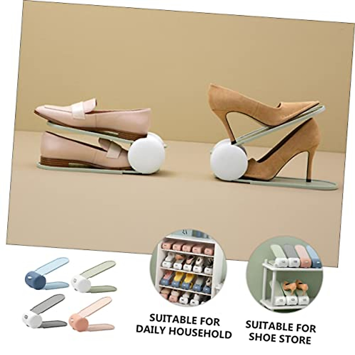 SOLUSTRE 4pcs Organizer Non-Skid Shoe Organization Rack Professional Storage Home Units Holder Adjustable Stacker Use Space Shelf for Clo Shoes Fresh Deck Two- Double Saver Non-Slip