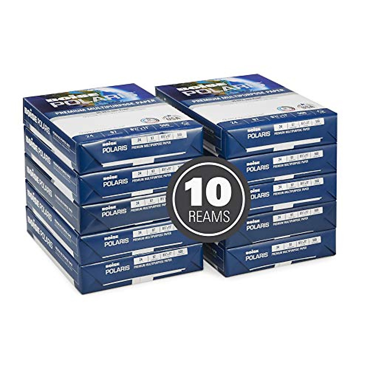 Boise Paper Premium Multipurpose Copy Paper | 8.5" x 11" Letter | 97 Bright White, 24 lb. | 10 Ream Carton (5,000 Sheets)