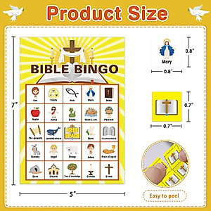 FLYAB Bible Bingo Game for Kids Adults 26 Players Christian Bible Bingo Cards Religious Bible Activities Games for Vacation Bible School Sunday Church Family Open Day Holiday Party Supplies