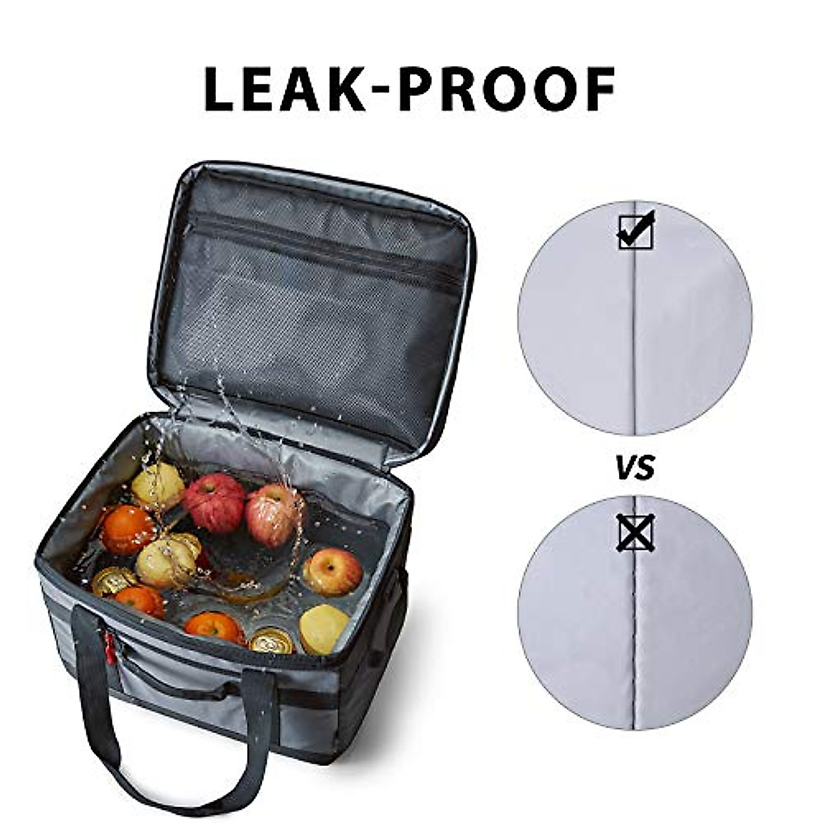 TOURIT Cooler Bag 48-Can Insulated Soft Cooler Large Collapsible Cooler Bag 32L Lunch Coolers for Picnic, Beach, Work, Trip, Grey