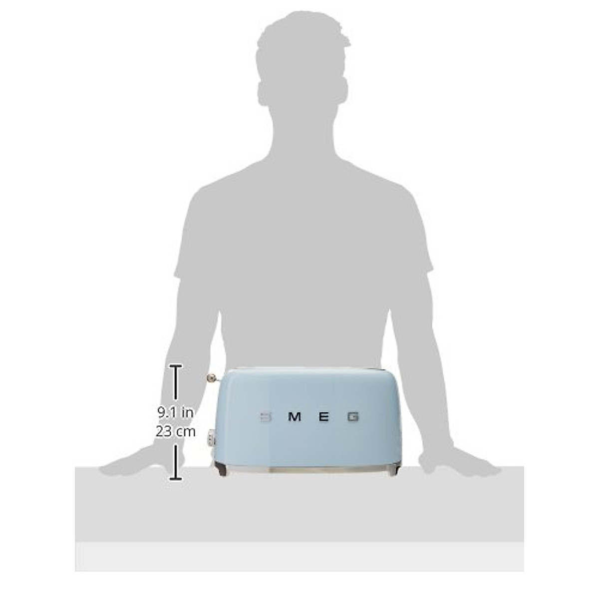 Smeg TSF02PBUS 50's Retro Style Aesthetic 4 Slice Toaster, Pastel Blue