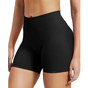 VOYJOY Women Workout Impact Shorts 3.6"/ 4.5"/ 6" Scrunch Butt Lifting Gym Shorts Seamless Booty Biker Shorts Black