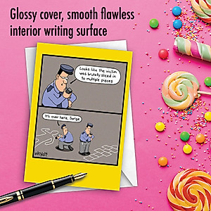 NobleWorks - 1 Funny Cartoon Card for Birthdays - Happy Bday Celebration for Grown-Ups, Humor Stationery Greeting - Chalk Outline C6393BDG