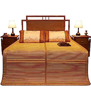 4 Sizes Summer Bamboo Sleeping Mat, Breathable Refreshing Bamboo Summer Bed Mat, Double-Sided Use Bamboo Sleeping Mat Foldable Air Conditioning Mat for Bedroom (Size : L195xW135cm/L77xW53in)
