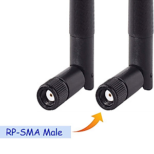 Bingfu Dual Band WiFi 2.4GHz 5GHz 5.8GHz 3dBi MIMO RP-SMA Male Antenna (2-Pack) for WiFi Router Wireless Network Card USB Adapter Security IP Camera Video Surveillance Monitor