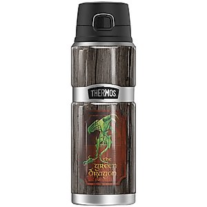 The Lord Of The Rings The Green Dragon, THERMOS STAINLESS KING Stainless Steel Drink Bottle, Vacuum insulated & Double Wall, 24oz