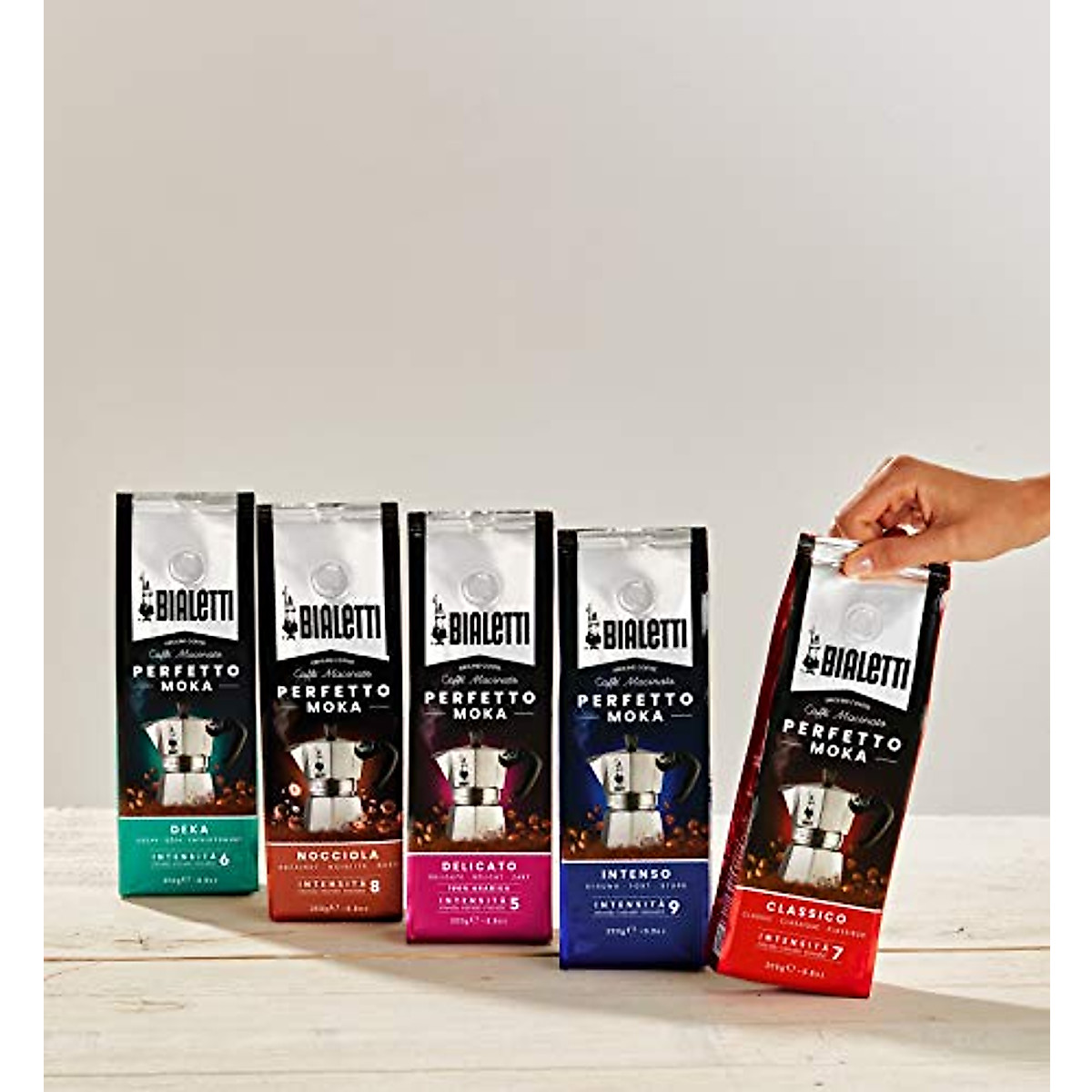 Bialetti Caffe Italian Roasted - 8.8 oz Espresso Ground Coffee - Classico Perfect for Moka - Intensity 7