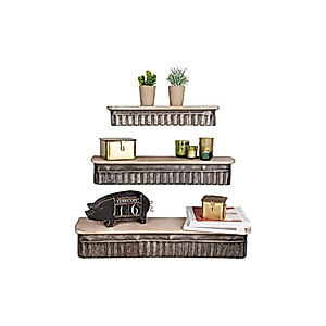 Creative Co-Op Metal & Wood Wall Shelves (Set of 3 Sizes)