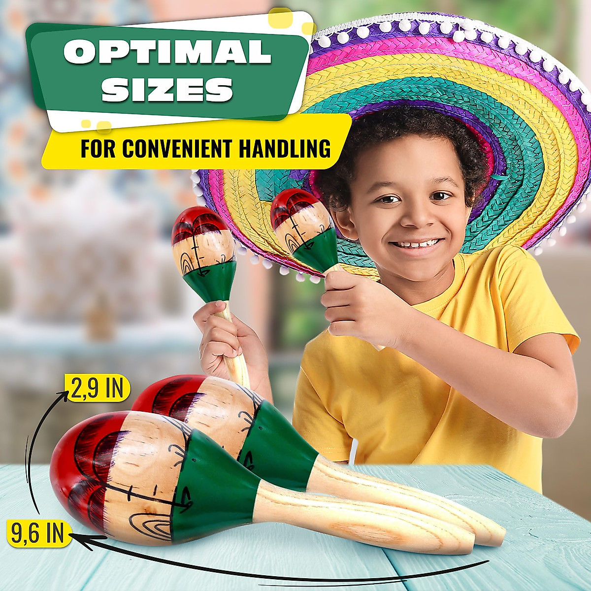 2Pcs Professional Maracas Musical Instruments - Mexican Wood Maracas for Adults Shakers Percussion Instrument for Party Favors - Musical Instruments for Adults for Salsa Rhythm Wooden Maracas for Kids