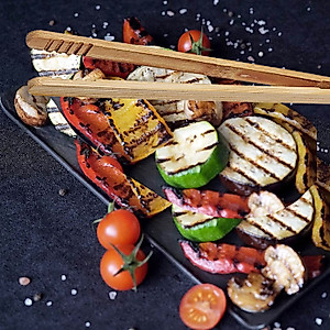 12 Pcs Bamboo Tongs 7 Inch Bamboo Toast Tongs for Serving Pickle Muffin, Cheese Fruits Salad, Toast & Bread