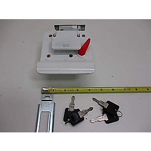 RV Camper Trailer White Entry Door Handle Latch Keyed Lock w/Deadbolt / 4 Keys
