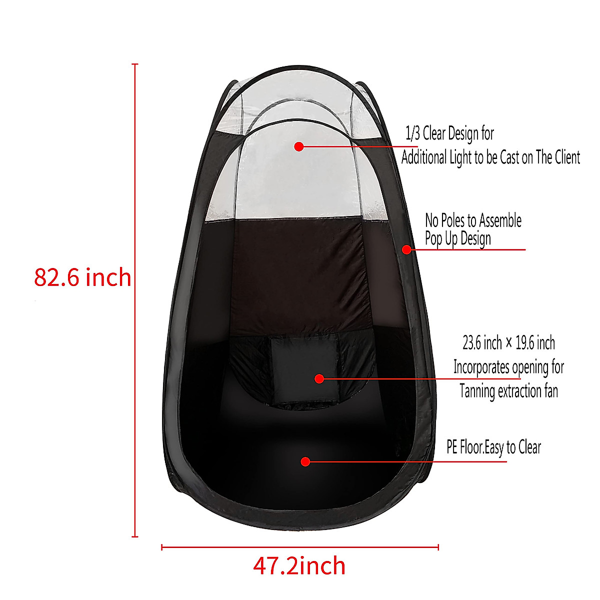 KobbTan Large Deluxe Spray Tanning Pop Up Tent in 1/3 Clear Black Portable Mobile Tan Booth with Carry Case
