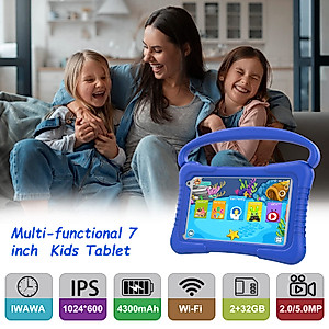 ATOZEE Kids Tablet 7 inch, Android 11 Toddler Tablets, Tablet for Kids 32GB Storage 2GB RAM, 1024x600 IPS HD Touchscree, Quad-Core Processor with WiFi Bluetooth Dual Camera (Blue)