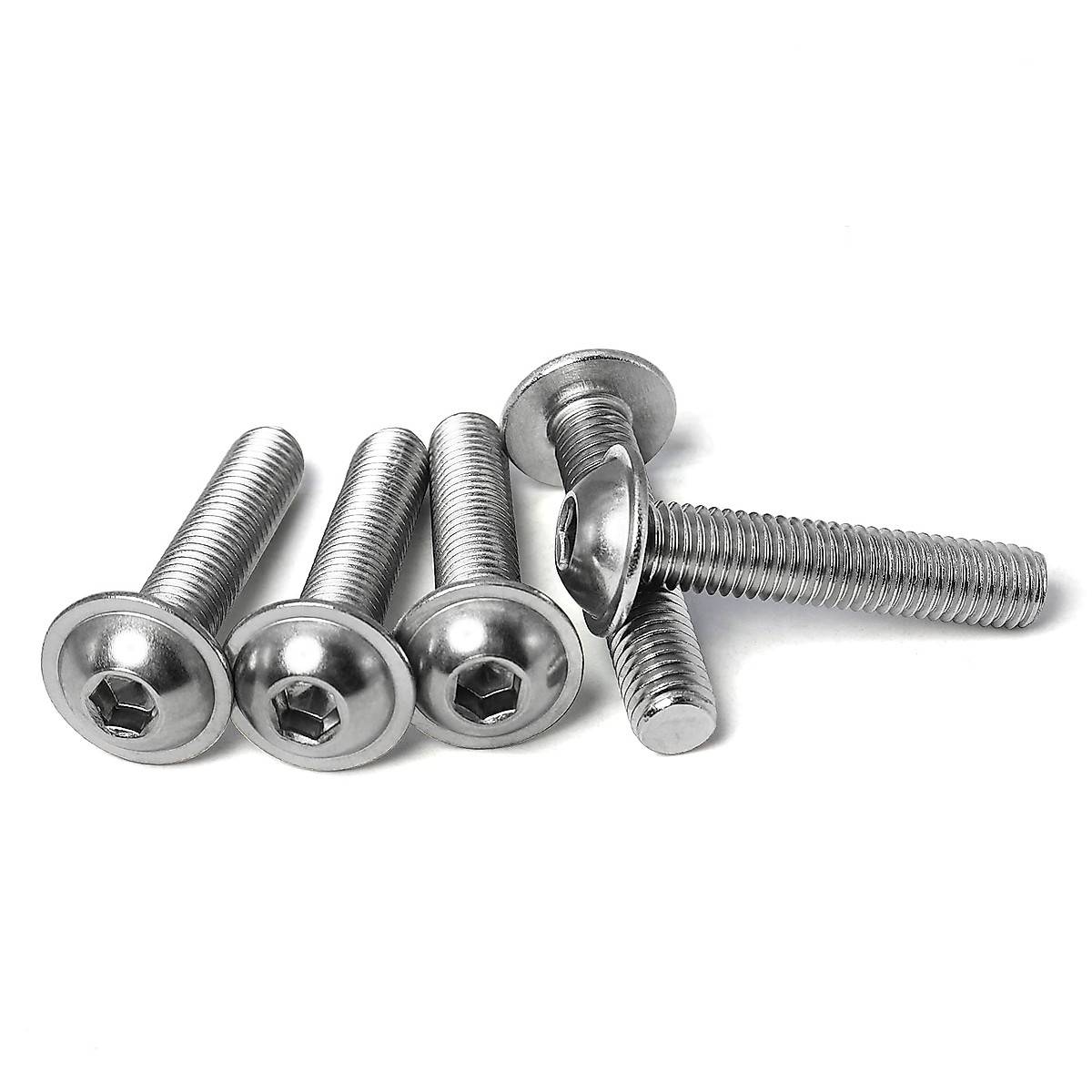 Cicidorai M5-0.8 x 12mm Flanged Button Head Socket Cap Screws Bolts, 304 Stainless Steel, Allen Socket Drive, Bright Finish, Full Machine Threads, Quantity 25
