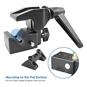 LimoStudio [1 Pack] Super Clamp with Standard Metal Stud 1/4" & 3/8" Screw for Photo Video Studio, Multi Purpose Use, AGG1108