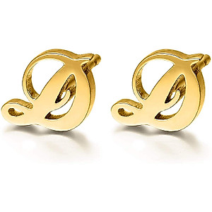 FENCCI 10K/14K/18K Gold Personalized Name Earrings Custom Made with Any Name Promise Earrings Jewelry Gift for Her Women (Yellow Gold)