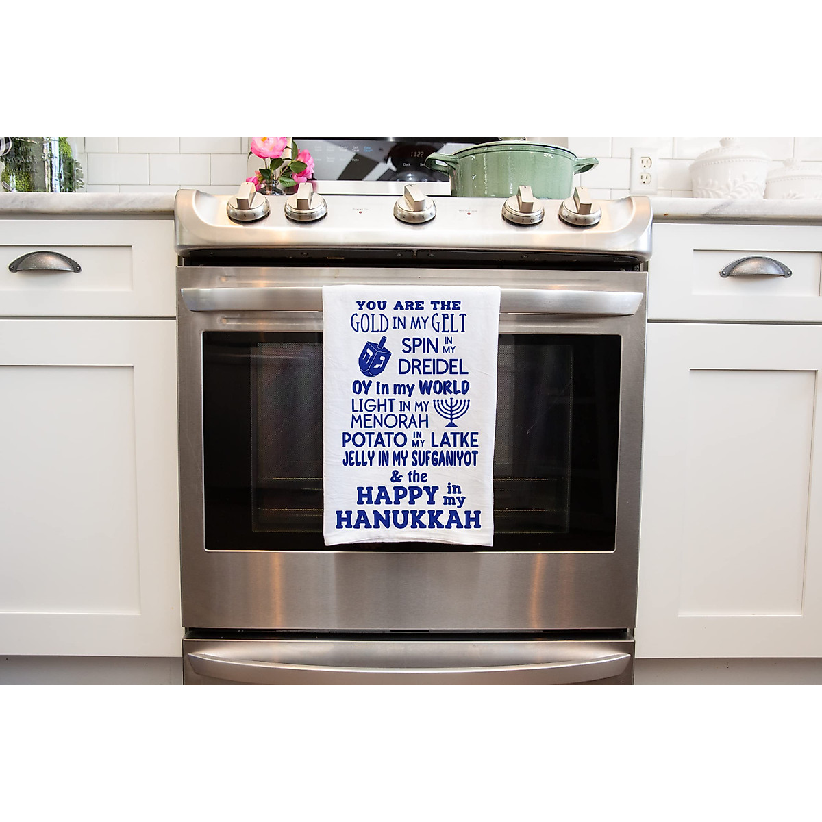 Funny Jewish Puns for Hanukkah Kitchen and Bathroom Hand Towel, Gift for Jewish Holidays, Hostess, Houswarming and Holiday Gift (You are the Gold in my Gelt)