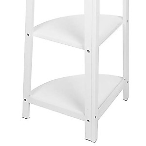 Magshion 5 Tier Bamboo Corner Storage Display Rack Shelves Kitchen Bath Plant Stand (White)