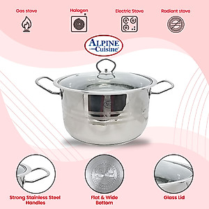 Alpine Cuisine Stainless Steel Dutch Oven with Lid 3.5 Quart & Easy Cool Handle, Food Grade Stainless Steel Heavy Duty, Commercial Grade Healthy Cookware kitchen Dutch oven