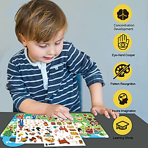 5 Sets Reusable Sticker Book Crafts for Kids Ages 4-8, Mermaid, Princess, Dinosaur, Vehicle and Farm Stickers for Kids Educational Learning Toys Birthday Gifts