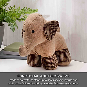 Elements 10.63x11.42x8.07 Inch Brown Tweed Elephant Weighted Fabric Door Stopper