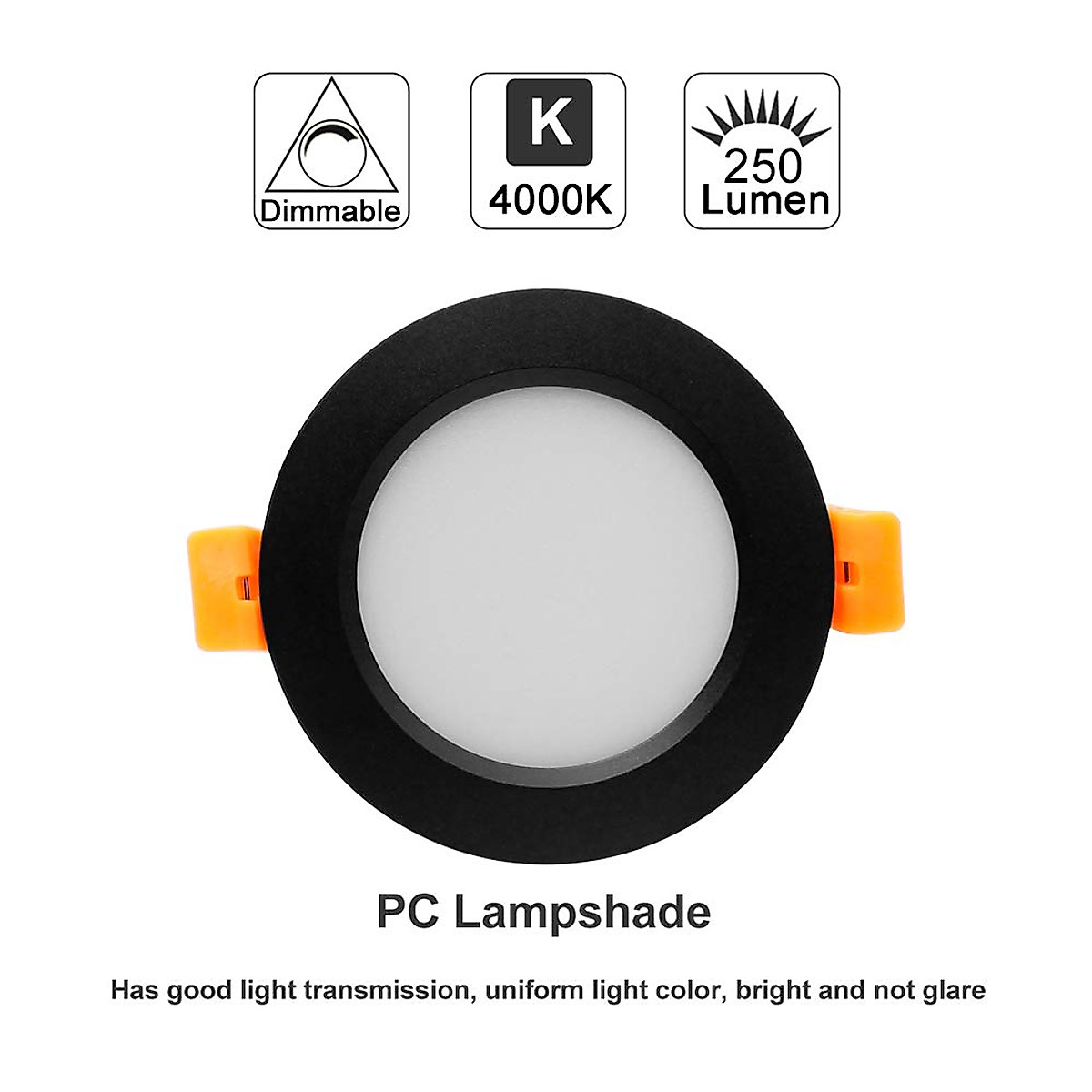 YGS-Tech 2 Inch LED Recessed Lighting Dimmable Downlight, 3W(35W Halogen Equivalent), 4000K Natural White, CRI80, Black Trim, LED Ceiling Light with LED Driver (4 Pack)