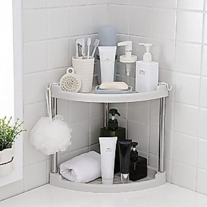 FIZZOQI 2/3 Layers Triangle Kitchen Counter Shelf Storage Organizer Corner Seasoning Standing Storage Rack Plastic Stainless Steel Organizer Shelf Multi-Functional Storage Shelf