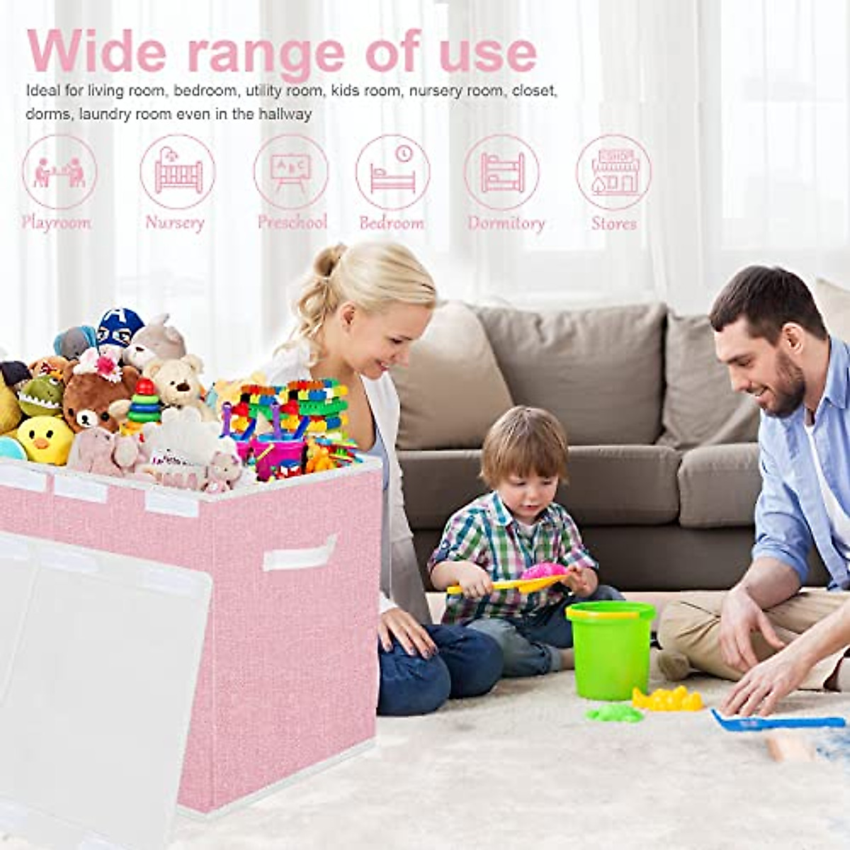 Pantryily Toy Storage Box for Girls, Large Kids Toy Chest Boxes Organizers and Storage 24.5"x13"x16"(Pink)