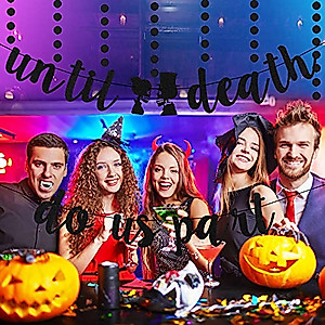 Black Glitter Till Death Do Us Part Banner and Black Glitter Halloween Circle Dots Garland- Halloween Wedding Party Decorations, Halloween Bachelorette Bridal Shower Decorations, Halloween Engagement Party Supplies