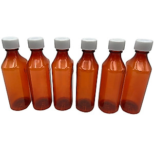 Sandhill Tools Premium Oval Plastic Liquid Medicine Bottles with Child Resistant Caps 8 Oz, Pharmacy Leak Proof Travel Containers for liquids and Lotions (12 Pack)