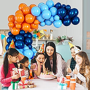 Blue Balloons Garland Arch Kit, Navy Blue Orange Balloon Arch Kit, Blue Orange Latex Balloons Party Balloons For Birthday Decoration Wedding Baby Shower Engagement DIY Decoration Party Supplies