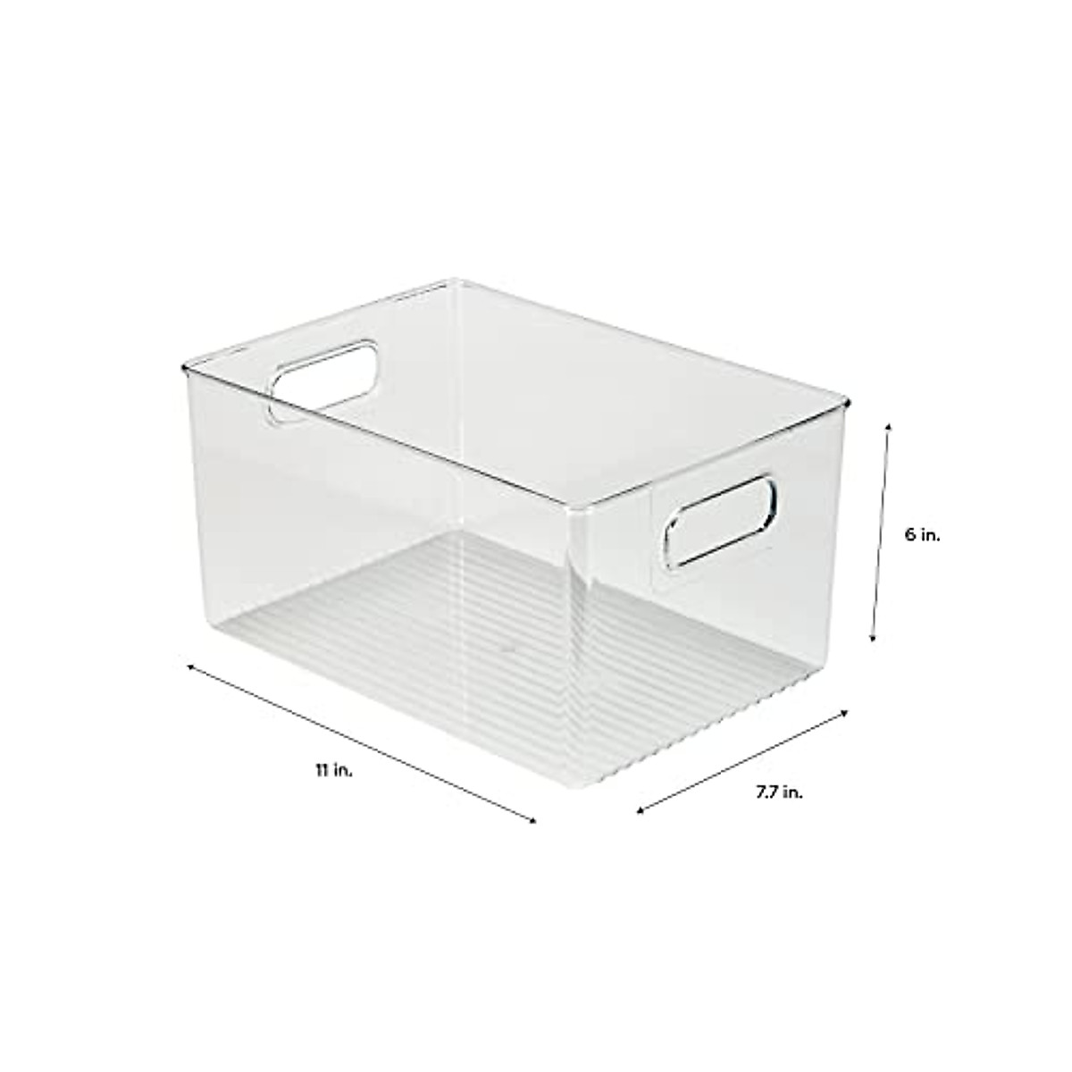 Simplify Large Bin | Multi-Purpose | Cabinet & Refrigerator Storage | Bathroom | Office | Carrying Handles | Transparent Clear Vertical Stripe Organizer