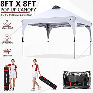 ABCCANOPY Outdoor Pop up Canopy Tent 8x8 Camping Sun Shelter-Series,White