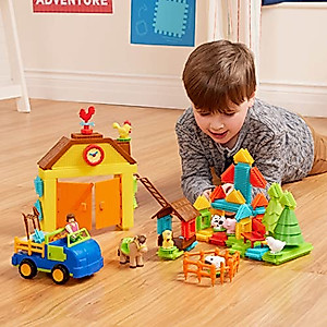 Battat- Bristle Blocks- STEM Interlocking Building Blocks- 67 pc Farm Playset- Developmental Toys for Toddlers & Kid- Barnyard Playset- 2 Years +