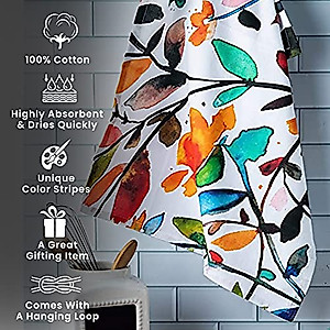 Cotton Carnival Kitchen Towels, Printed Kitchen Dish Cloth, 100% Ring Spun Cotton Tea Towels, Super Absorbent Dish Towels of Size 17.7X27.5in Autumn Leaves Printed Ultra Soft Kitchen Towels Set of 3