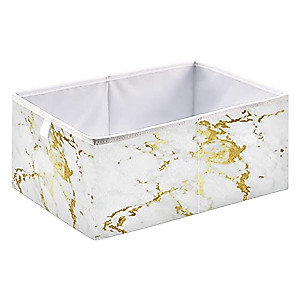 ALAZA Collapsible Storage Cubes Organizer,Gold Marble Design Storage Containers Closet Shelf Organizer with Handles for Home Office
