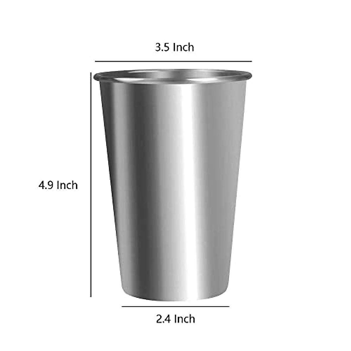 KISEER 5 Pack 16 Ounce Stainless Steel Pint Cups Shatterproof Cup Tumblers Unbreakable Metal Drinking Glasses for Bar, Home, Restaurant