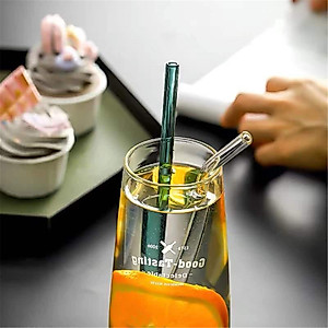 [10 Pcs] Reusable Glass Straws Shatter Resistant - 9" x 10 mm Eco Friendly Multicolor Drinking Reusable Straws With 2 Cleaning Brushes for Coffee,Milkshakes,Juice Drinks