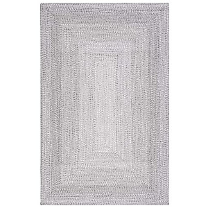 SAFAVIEH Braided Collection Area Rug - 5' x 8', Grey, Handmade Farmhouse, Ideal for High Traffic Areas in Living Room, Bedroom (BRA220F)