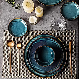 Porcelain Dinner Set Ceramics Dinner Sets Ceramics Dinner Sets, Bowl/Spoon/Plate Light American Style Starlight Series Dinnerware Set 28 Pieces - Family Party and Kitchen Restaurant