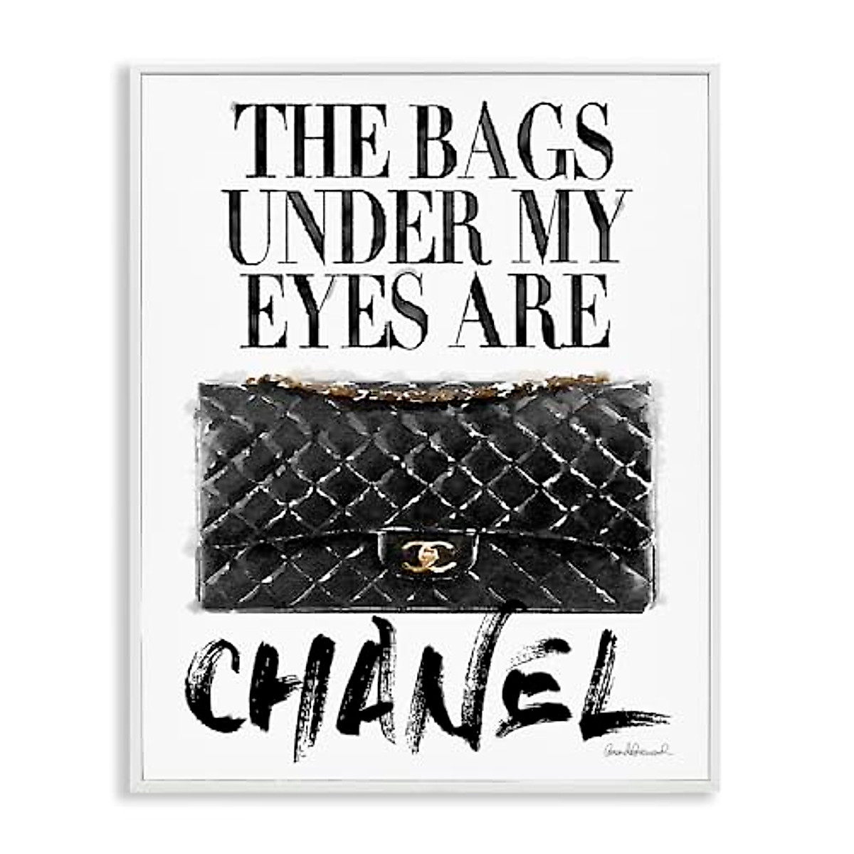 Stupell Industries Glam Eyes Black Bag, Design by Amanda Greenwood White Framed Wall Art, 11 x 14