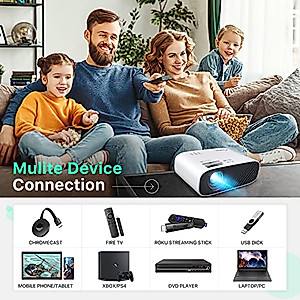 Mini Projector, ELEPHAS Portable Projector for iPhone, 7000L with Synchronize Smartphone Screen, Movie Projector with 1080P HD/200 Screen Support, Compatible with Android/iOS/TV Stick/HDMI/USB/SD