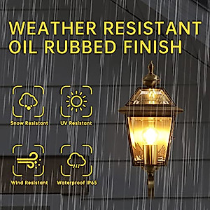 GAAZIE 13.7in Copper Porch Light Oil-Rubbed Brass Outdoor Wall Lights with Beveled Glass,Exterior Wall Sconce for Porch & Patio Light,1 Pack