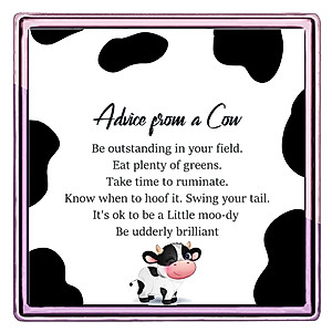 Cow Gifts for Cow Lovers Women Cow Bracelet Advice from a Cow Jewelry Cow Mom Gifts Cow Owner Gift (White)